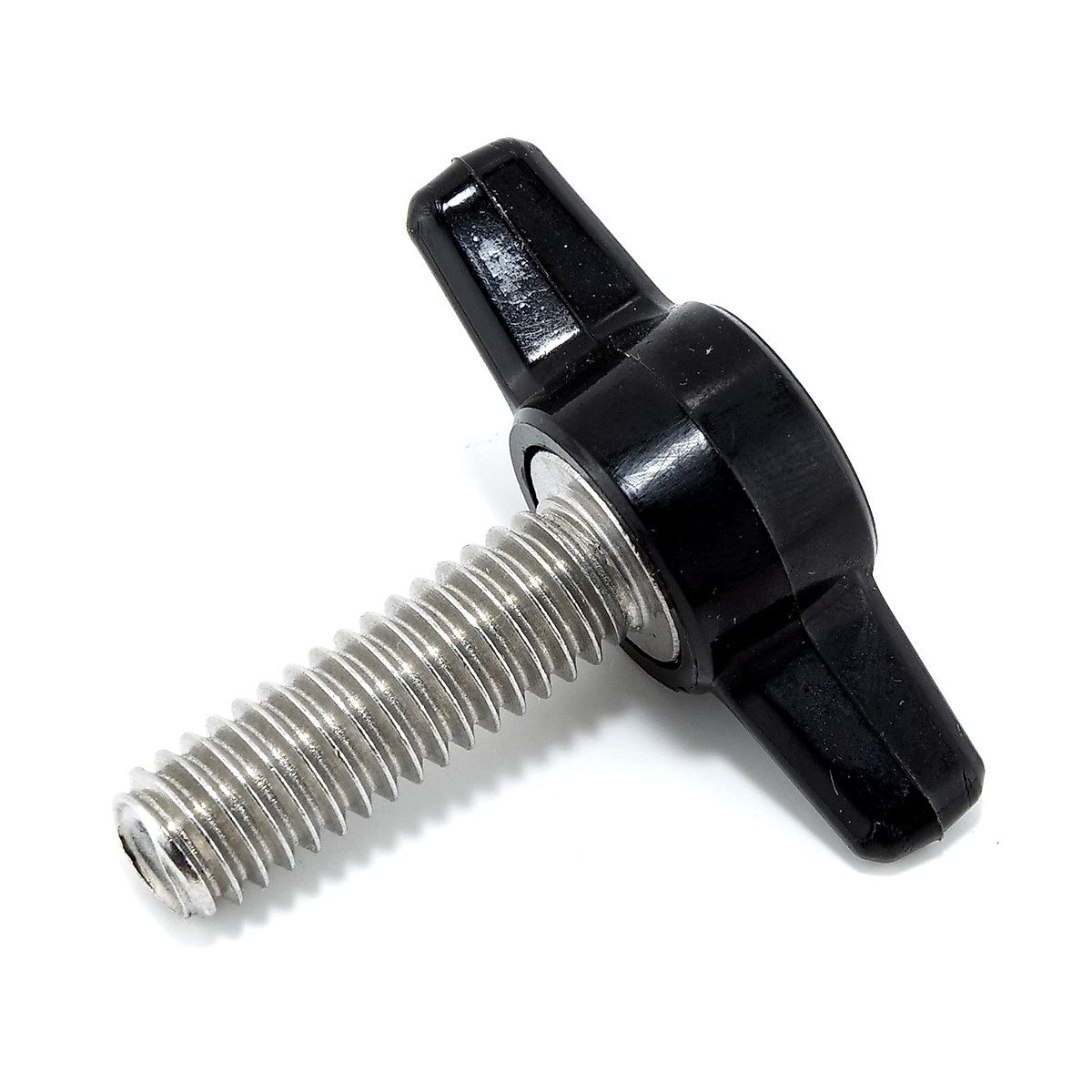 5/16"-18 x 1 Thumb Screw Stainless Steel - Black Tee Wing Plastic Knob - Standard/Coarse Thread Thumbscrew - Length: 1.000" - Proudly Built in USA - Package of (10)