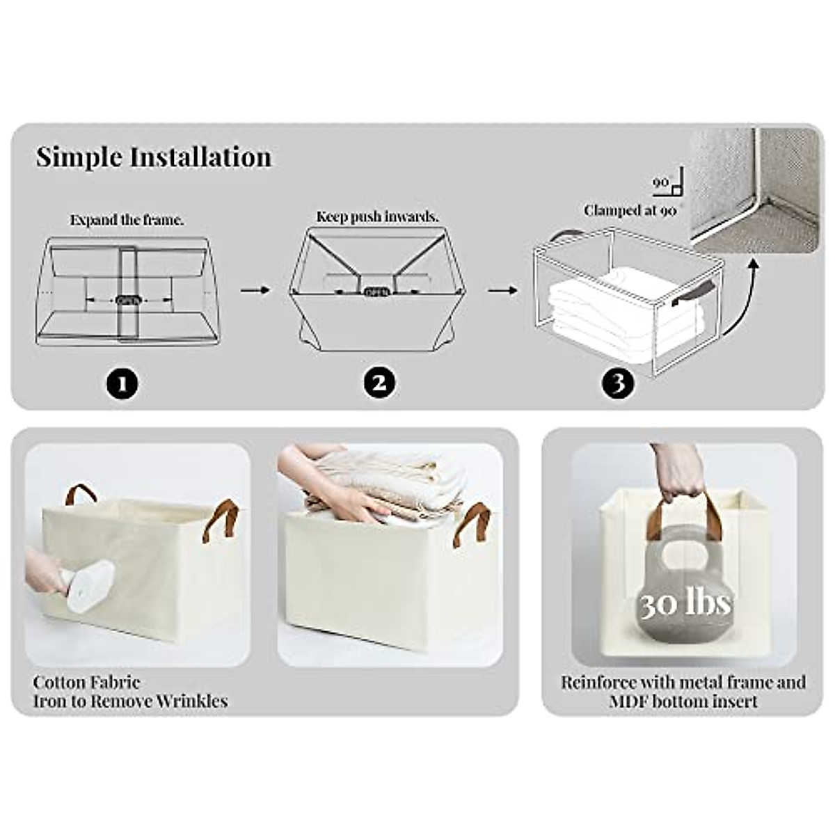 StorageWorks 5-Pack Storage Baskets For Shelves With Metal Frame, Rectangle Storage Bins