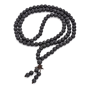 Jovivi 8mm Natural Lava Rock Stone Healing Gemstone 108 Prayer Beads Mala Bracelet Necklace Mother's Day Gift