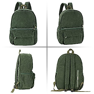 Lobagve Corduroy Backpack Large College Backpack Casual Bookbag Laptop Backpack Computer Bag Travel Daypack for Women Men,Green