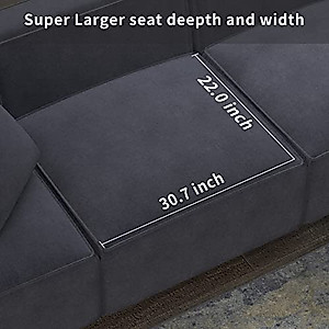 LLappuil Modern Modular Sectional Sofa Set, Low Back Minimalist Style Couch with Ottoman and Chaise Lounge, Soft Fabric 14 Seater Oversized 130.6" Sofa for Living Room, Dark Grey