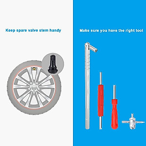 Riseuvo Valve Stem Puller Installer Tool - 10pcs TR412, 6pcs TR413, 6pcs TR414 Tire Snap in Short Rubber Valve Stem, 4 Way Valve Core Remover, Single Head Tire Valve Core Remover Installer Tool