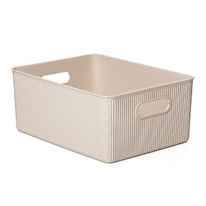Superio Ribbed Collection - Eco-Friendly Decorative Plastic Open Home Storage Bins Organizer Baskets, Large (1 Pack) Container Boxes for Organizing Closet Shelves Drawer Shelf 15 Liter/16 Quart