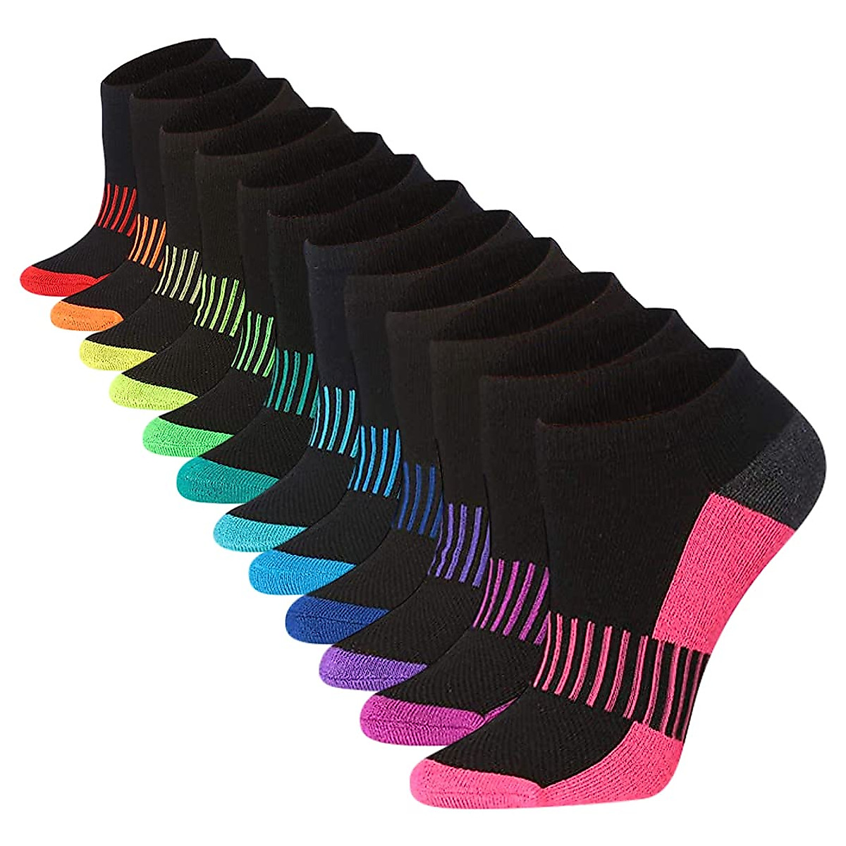 Tipi Toe Colorfut Women's 12-Pairs Low Cut Athletic Sport Peformance Socks WS17