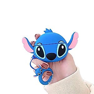 COCOMII Cartoon Case Compatible with AirPods Pro - Silicone, Slim, Matte, Cute Funny Animated, Anxiety & Stress Relief, Keychain Ring, Fingerprint Resistant, Anti-Scratch, Shockproof (Stitch Face)