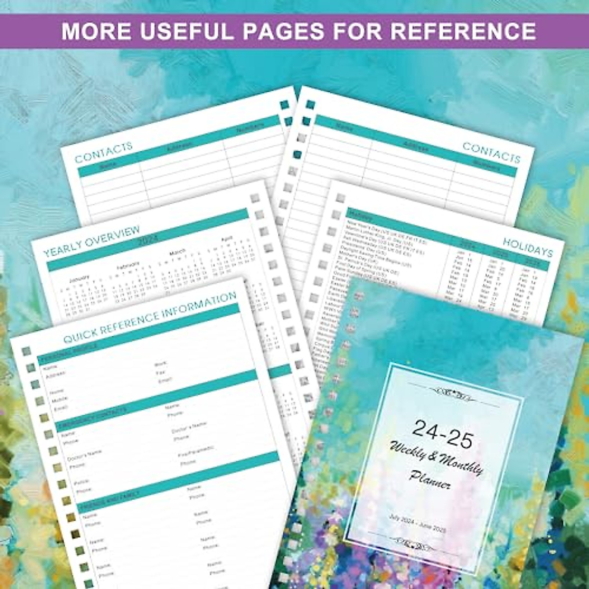 2024-2025 Planner - Planner/Calendar 2024-2025, Jul 2024 - Jun 2025, 2024-2025 Planner Weekly and Monthly with Tabs, 6.3" x 8.4", Hardcover with Back Pocket + Thick Paper - Oil Painting