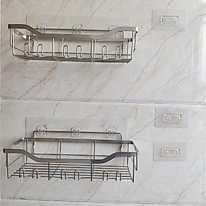 SPELSHINE Bathroom Shelves 3 Pack,Shower Caddy and toothbrush holder for Bathroom Storage & Kitchen,No Drilling,100% Waterproof,Anti-corrosion,Rustproof - Silver 304 Stainless Steel Shower Rack