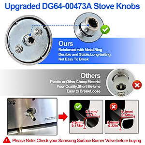[Upgraded] DG64-00473A Stove Knobs Compatible with Samsung Gas Range, Reinforced Stainless Steel Protection Power Ring, Ultra Durable Control Knobs Replacement for Samsung Stove Burner Oven (5 Pack)