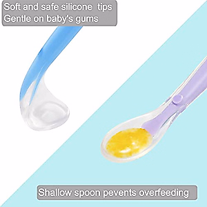 PandaEar Baby Silicone Soft Spoons| Training Feeding for Kids Toddlers Children and Infants| BPA Free 6 Pack| Great Gift Set |Gum-Friendly First Stage