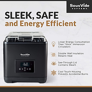 SousVide Supreme Touch 9 Liter | Sous Vide Water Oven | Accurate and Stable Temperature | Touch Control Water Bath Cooker | Quiet Operation