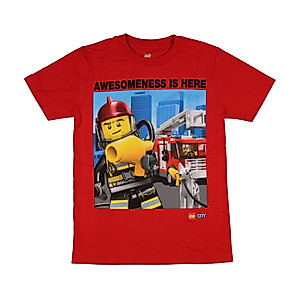 Lego City Boy's Awesomeness Is Here Fire Rescue T-Shirt, X-Large