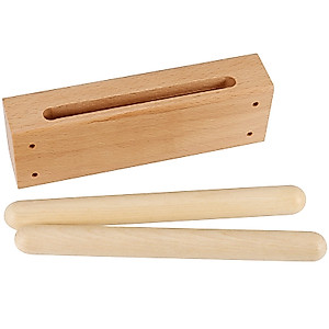 SEHOI 2 Pack 7 Inches Wood Rhythm Block, Musical Wood Block Percussion Instrument with Mallet, Solid Hardwood Percussion Rhythm Blocks for Creating Loud and Resonant Tone