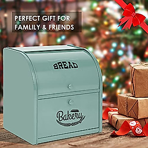 Olebes Bread Box, Metal Bread Box For Kitchen Countertop, Bread Storage Container Holds 2 Loaves Of Bread, High Capacity Breadbox, Bread Holder Suit Farmhouse Kitchen Decor For Counter