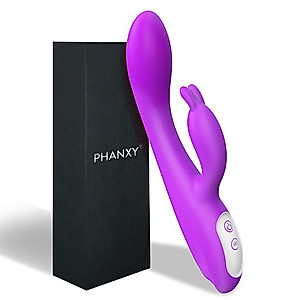G Spot Rabbit Vibrator with Heating Function and Bunny Ears for Clitoris G-spot Stimulation,Waterproof Dildo with 9 Powerful Vibrations Dual Motor Stimulator for Women or Couple Fun