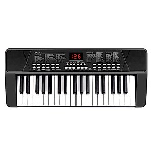 M SANMERSEN Piano Keyboard for Beginners, 37 Keys Built-in 1200mA Rechargeable Battery Electronic Piano Keyboard Portable Music Piano Keyboard with Mic LED Screen Teaching Gift for Beginners, Black