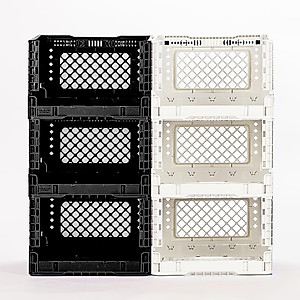 BIGANT Heavy Duty Collapsible & Stackable Plastic Milk Crate - IP403026, 26 Quarts, Small Size, Blue, Set of 1, Snap Lock Foldable Industrial Garage Storage Bin Container Utility Basket