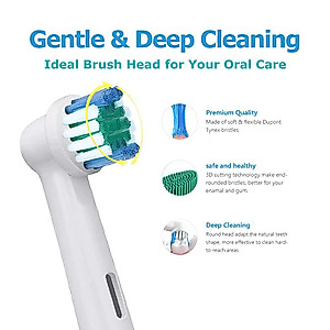 Brush Heads Compatible with Oral-B Braun Electric Toothbrush, Replacement Heads for Vitality, Genius, Pro 1000