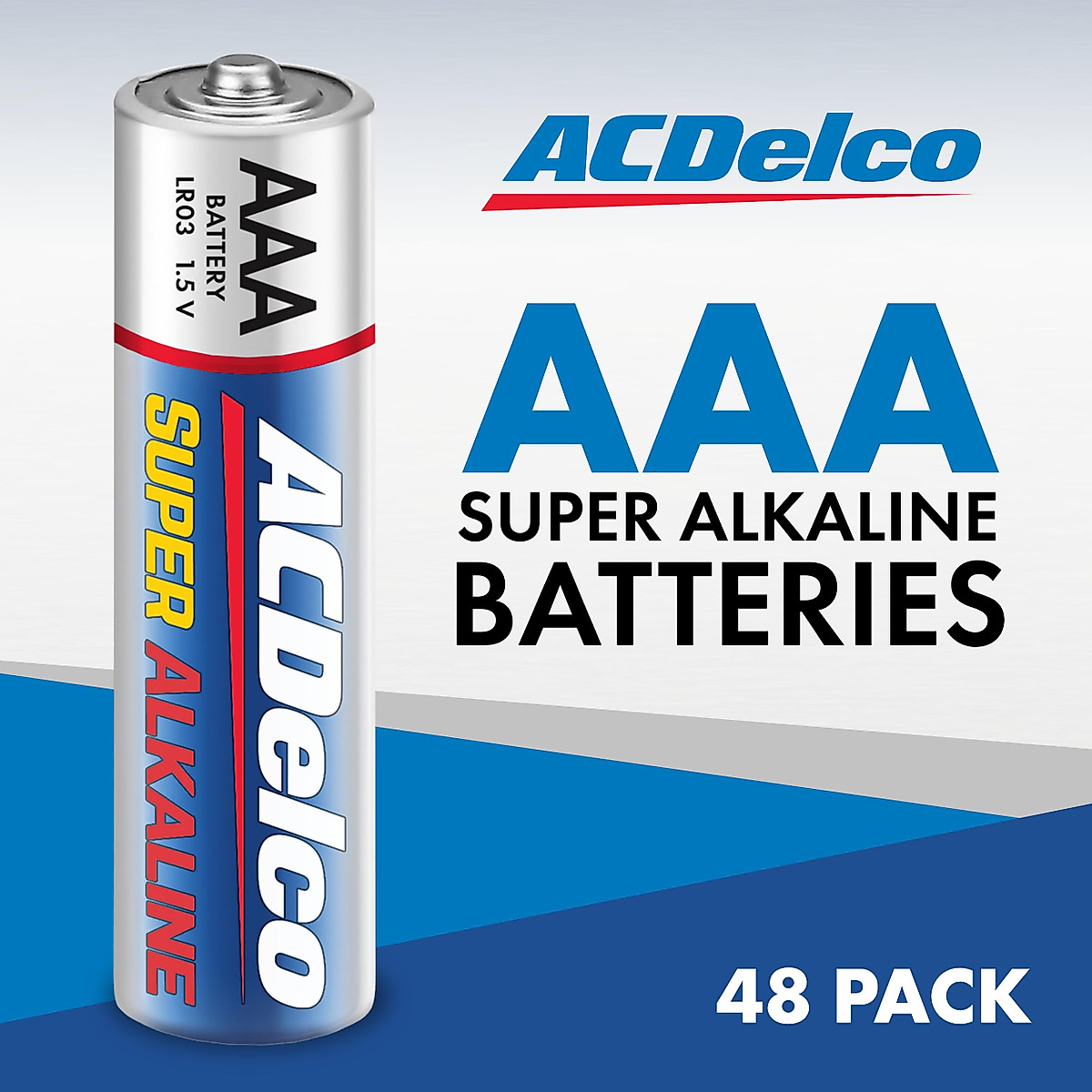 ACDelco 48-Count AAA Batteries, Maximum Power Super Alkaline Battery, 10-Year Shelf Life, Reclosable Packaging