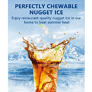 Joy Pebble Nugget Stainless Steel Ice Maker, 10,000pcs/33lbs/Day, Portable Handheld Nugget Ice Maker Machine with Handle, Ice Makers Countertop Self-Cleaning, Ice Scoop and Basket, Silver