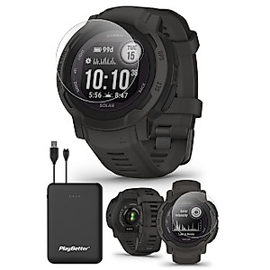 PlayBetter Garmin Instinct 2 Camo (Graphite) Rugged GPS Smartwatch Bundle - Outdoor Military Watch, Multi-GNSS & 24/7 Fitness Tracker, S/M, 40mm - Includes Screen Protectors & Portable Charger