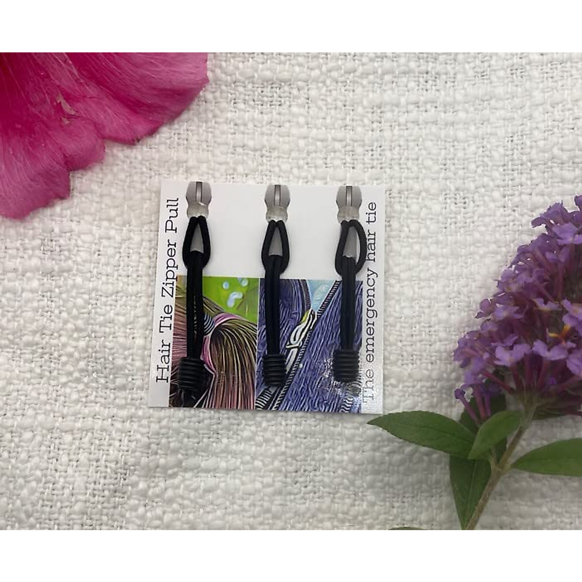 Hair Tie Zipper Pull (black)