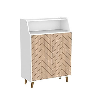 YITAHOME Shoe Cabinet with Doors, 5-Tier Shoe Storage Cabinet with Open Shelves, Large Capacity Wooden Shoes Rack Organizer with Pine Wood Legs for Entryway/Hallway/Closet, White