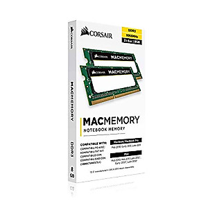 Corsair CMSA8GX3M2A1066C7 Apple 8 GB Dual Channel Kit DDR3 1066 (PC3 8500) 204-Pin DDR3 Laptop SO-DIMM Memory 1.5V, Beige