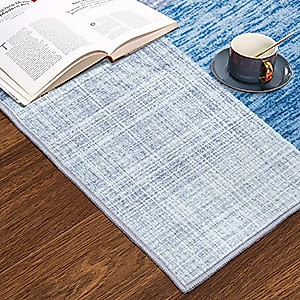 RUGSREAL Washable Area Rug for Living Room Contemporary Tile Trellis Floorcover Indoor Carpet Geometric Boho Trellis Distressed Accent Area Rugs for Bedroom, Home Office, Blue, 5 x 7 Feet