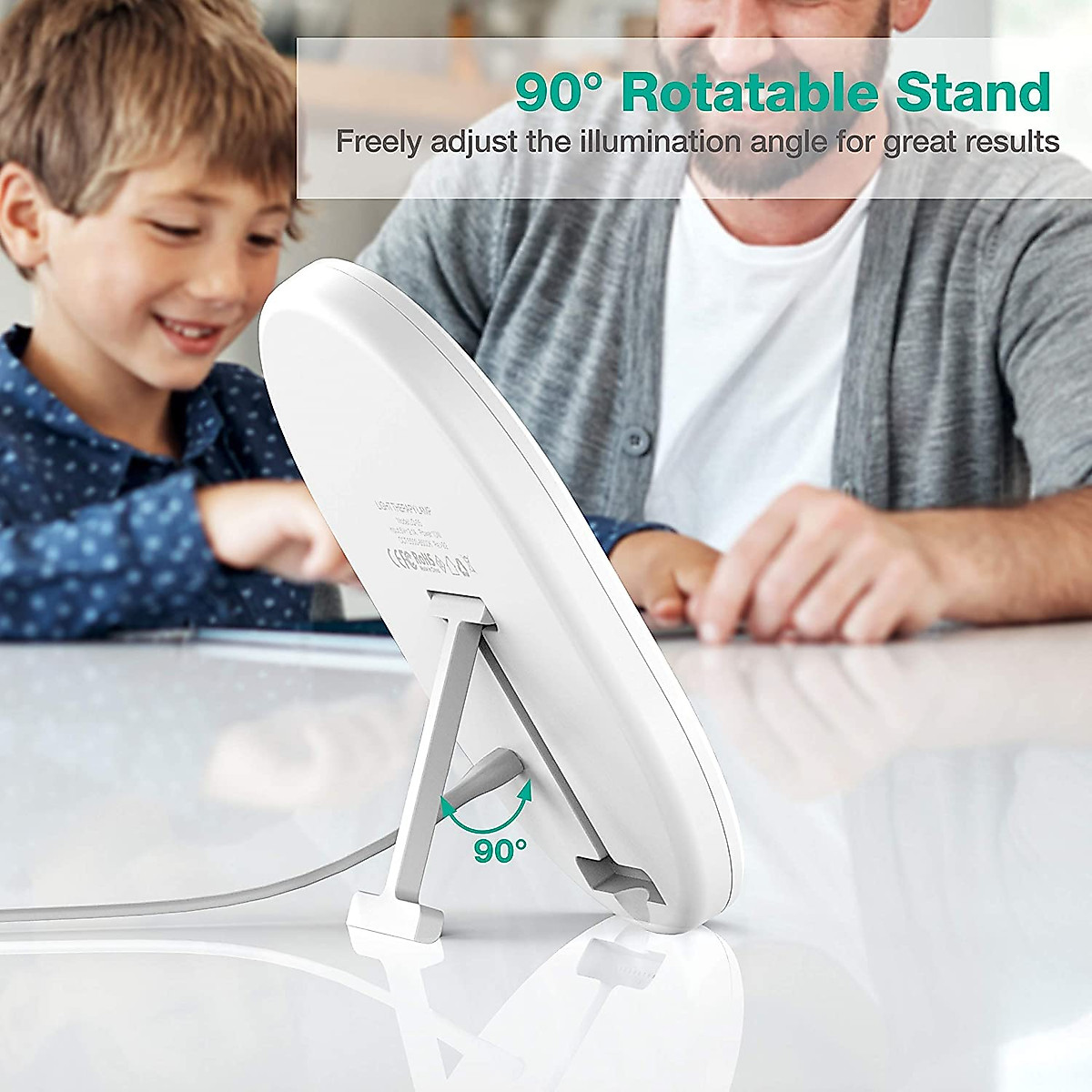 Light Therapy Lamp, UV-Free 10000 Lux Therapy Light Daylight Lamp Touch Control with 3 Adjustable Brightness Levels & 4 Timer Function, Large Light Surface & Rotatable Stand for Home/Office