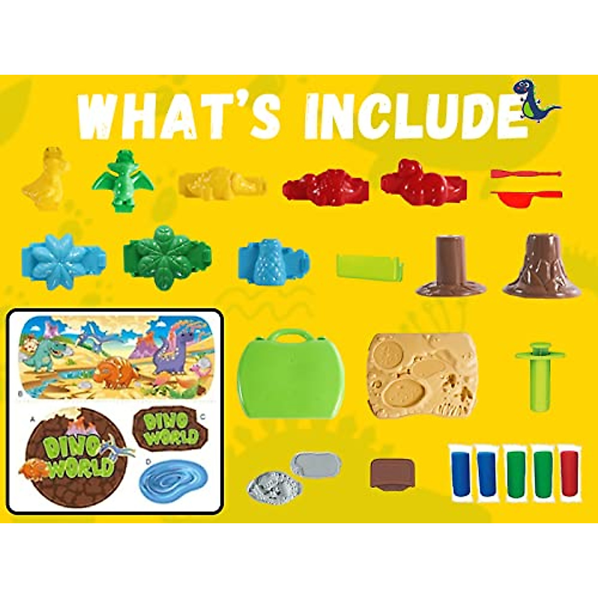 Crelloci Dinosaur Clay Toys, 26 PCS Dino Theme Color Tools and Molds Accessories for Boys Girls Christmas Halloween Party Gift