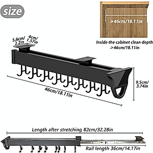 RAJYQODIS Pull Out Broom Holder, Multifunctional Slide Broom And Mop Organizer/storage, Hanging Garage Storage Rack For Kitchen/Closet/Home/Cupboard/Wardrobe (Size : 46cm/18.11inch)