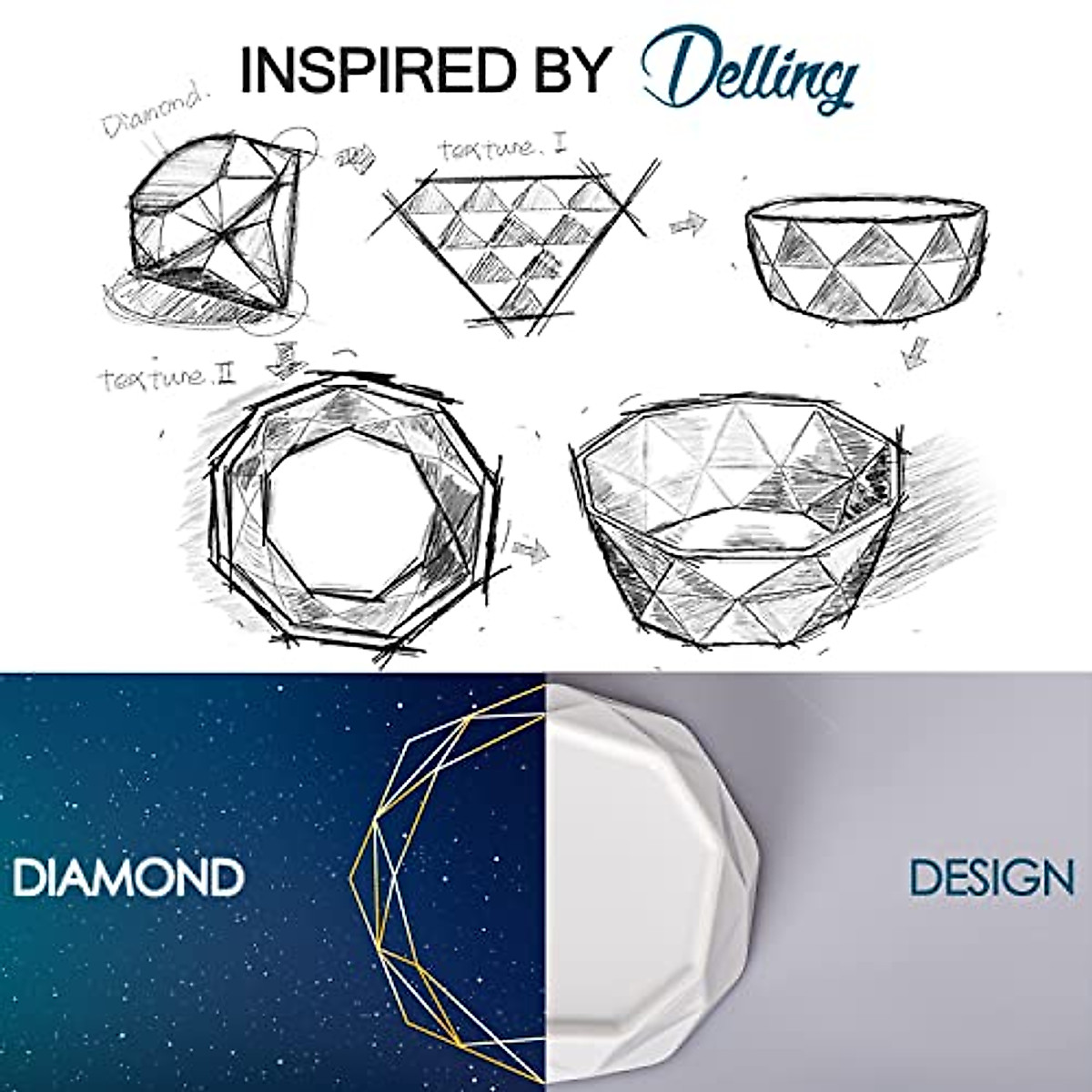 Delling Ramekins 4 oz Set, Creme Brulee Ramekins Oven Safe, Geometric Souffle Dishes Ramekins, Porcelain Ramekin for Baking Souffle Ramekins Bowls, Small Souffle Dishes Bowls Set of 6, White