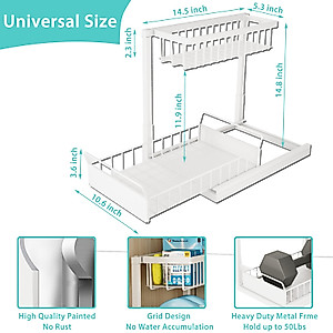 Floridy 2 Packs Under Sink Organizer, Pull Out Under Sink Organizers and Storage 2 Tier Slide Out Cabinet Basket Organizer Under Sink Storage Shelf for Kitchen Bathroom Cabinet