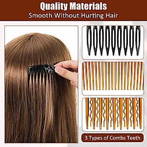 Chuangdi 32 Pieces French Hair Side Combs Set Plastic Twist Comb with Hair Clip Bridal Wedding Veil Accessories for Girls Women(9/11/17/23 Teeth)