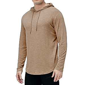 MANSDOUR Men's Athletic Hooded Shirts Long Sleeve Workout Sport Hoodie Casual Running T Shirt Quick Dry Pullover Top Lightweight Golf Shirts Fashion Solid Color Active Gym Sweatshirt