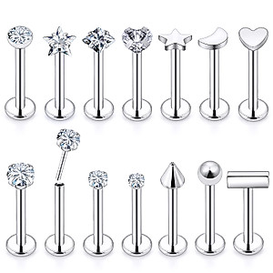 Vsnnsns 20G Threadless Push in Nose Rings for Women Men 316L Surgical Stainless Steel L Shaped Nose Studs Screw Bone Nose Rings Piercings 20 Gauge Nostril Piercing Nose Studs Jewelry 2.5mm CZ Silver