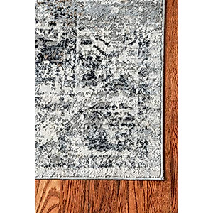 United Weavers of America, Austin Clark Blue Accent Rug Classic Indoor Rug with Jute Backing. Transitional Rugs, Grey, 1'11" x 3' (4540 20472 24)