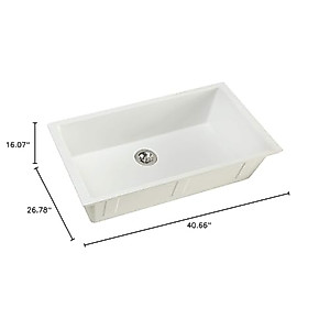 Elkay ELXRUP3620RT0 Quartz Luxe Ricotta Single Bowl Undermount Kitchen Sink with Perfect Drain
