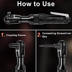 Aflybltol 1/2" Air Ratchet Wrench Set, 50 Ft-Lbs, 160 RPM,Side Exhaust Hole, Professional Pneumatic Wrench for Mechanical Maintenance, Automotive Industry