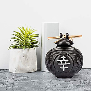 Live Whale Zen Decor Law of Attraction Asian Inspired Wishing Pot, Inspirational Gifts, Gratitude Jar with Scroll, Ceramic Jar with Lid for Daily Affirmations and Blessings, Black 3.5x3.5x4”