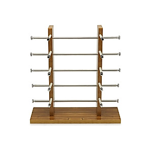 QWORK Wood Sunglass Glass Rack Frame, 5 Layers Glasses Showcase, Sunglasses Display Stand Holder, Detachable