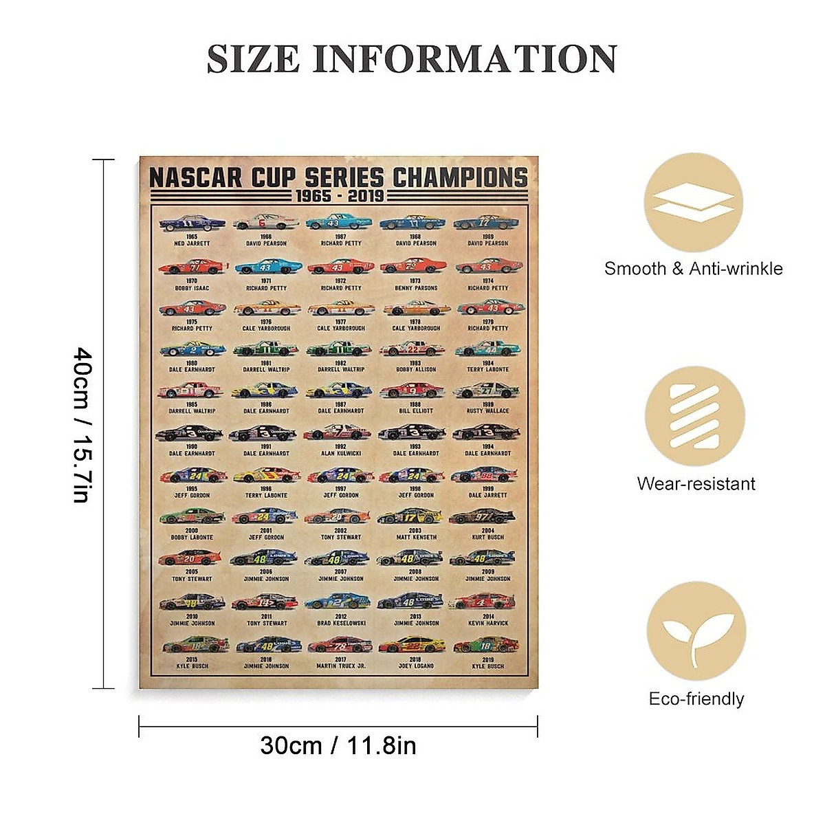 Room Decor Aesthetics NASCAR Cup Series Championship Racing Poster Wall Decor Wall Art Paintings Canvas Wall Decor Home Decor Living Room Decor Aesthetic 12x16inch(30x40cm) Unframe-Style