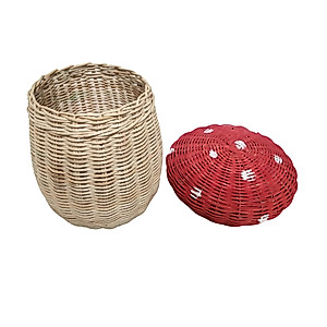 WorldBazzar Handmade Rattan Weave MUSHROOM MARIO Forest Enchanted Gift Kids Room Nest Basket Wicker Bin Storage Boho Nursery Shelf Decor Organizer Farm