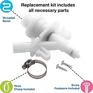 Halotronics Upgraded RV Water Valve Replacement Kit for Pedal-Flush Toilets - Compatible with Sealand Dometic 300, 301, 310, 311, 320, 321 (385311641) - Hardware Included - 2024 Model