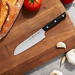 HENCKELS Dynamic Razor-Sharp Hollow Edge Santoku Knife 5 inch, German Engineered Informed by 100+ Years of Mastery, Black/Stainless Steel