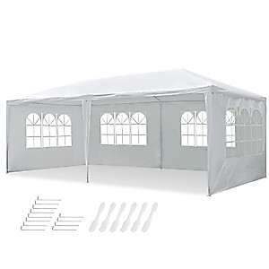 Yescom 10'x20' White Outdoor Wedding Party Patio Enclosed Canopy Tent w/Removable Side Wall Canopy Sun Shelter
