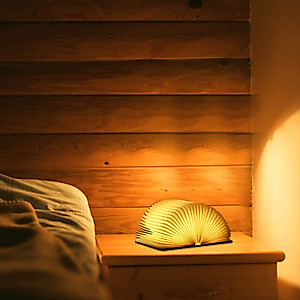 Molbory Wooden Book Light,Novelty Folding Book Lamp, Folding Night Light Warm White,USB Rechargeable Wooden Table Lamp,Magnetic Design- Creative Gift Home Office Decor for Family Girlfriend