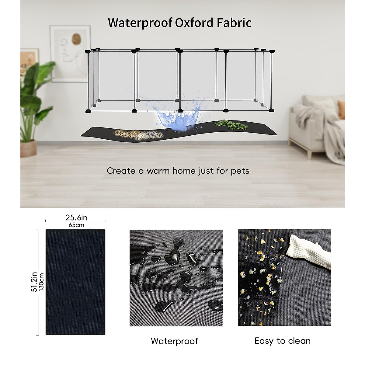 FunHola Small Animal Playpen, Guinea Pig Cages with Waterproof Mat, 12 Panels Pet Playpen for Hamsters, Hedgehog, Indoor Outdoor Plastic Fence, 48.5 x 24.8 x 16.1 inches