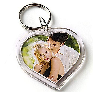 25Pcs Heart-Shaped Small Clear Acrylic Custom Personalised Insert Photo Picture Blank Frameless Frame Keychains Snap-in Key Chain Keyrings Key Holder for Family Lovers and Friends