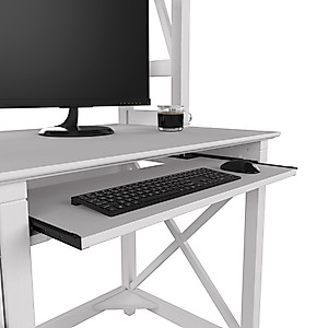 Bush Furniture Key West 48-inch Computer Desk with Hutch, Pure White Oak (KWD248WT-03)